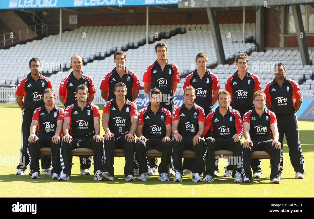 England's (from top left) Ravi Bopara, Jonathan Trott, Jade Dernbach ...