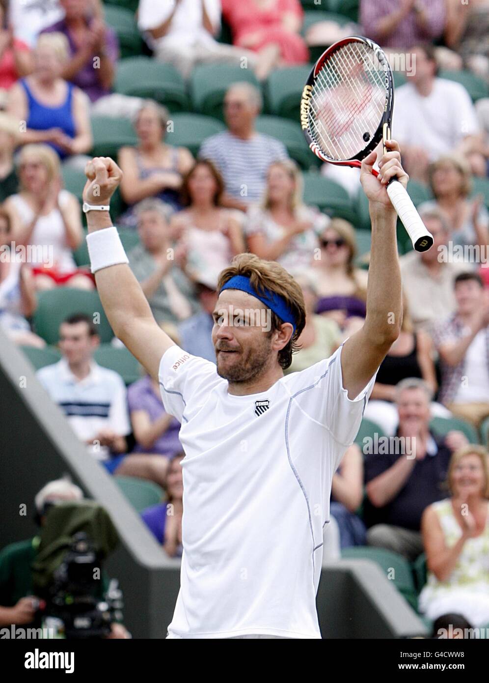 USA's Mardy Fish celebrates victory against Czech Republic's Tomas ...