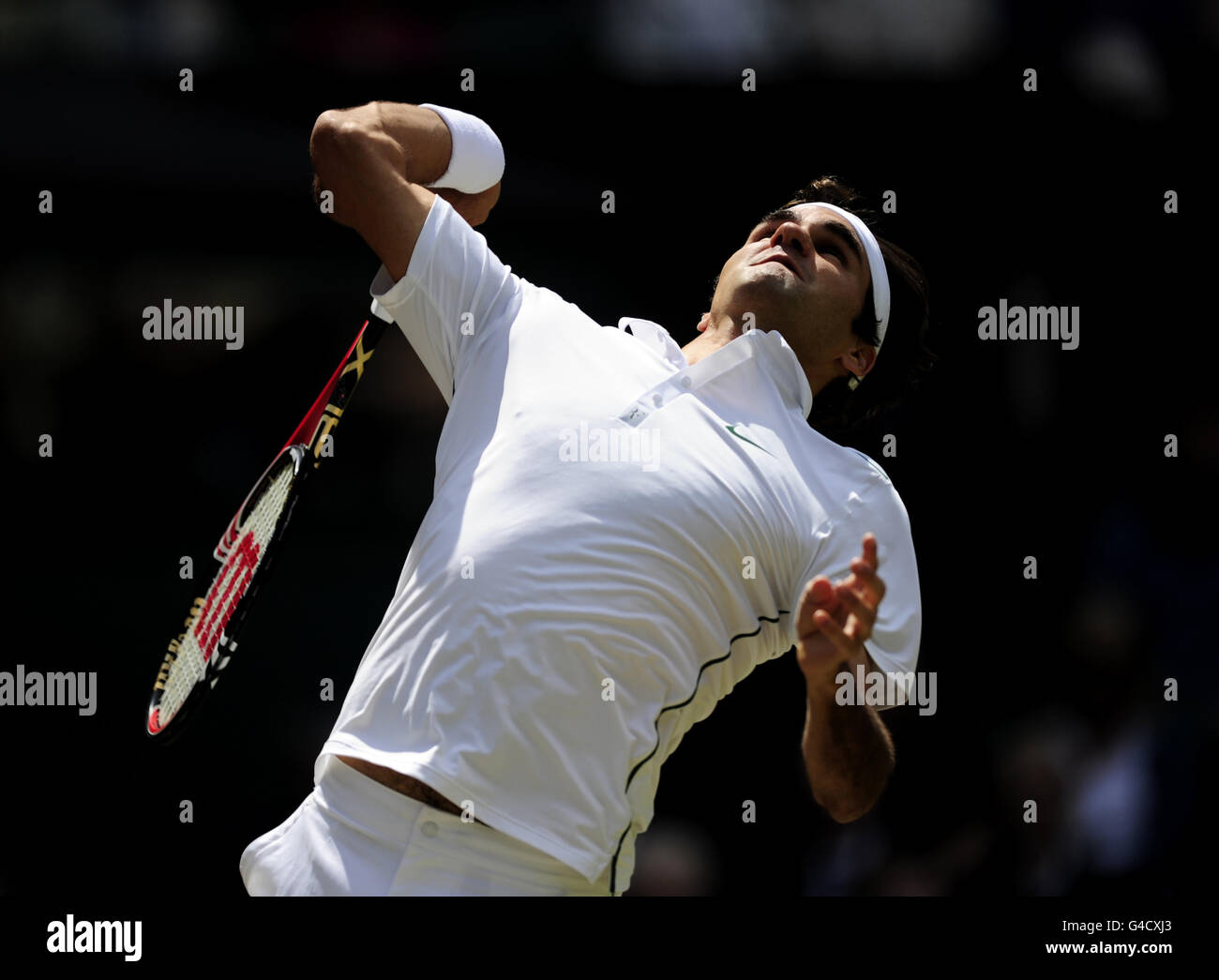 Switzerland's Roger Federer in action during his match against France's Jo Wilfried Tsonga on ...
