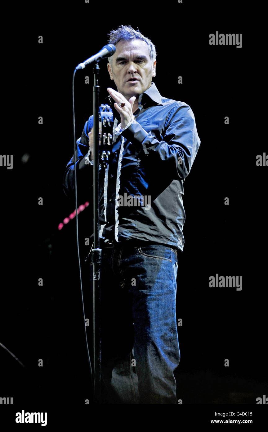Morrissey performs on the Pyramid stage at the Glastonbury music ...