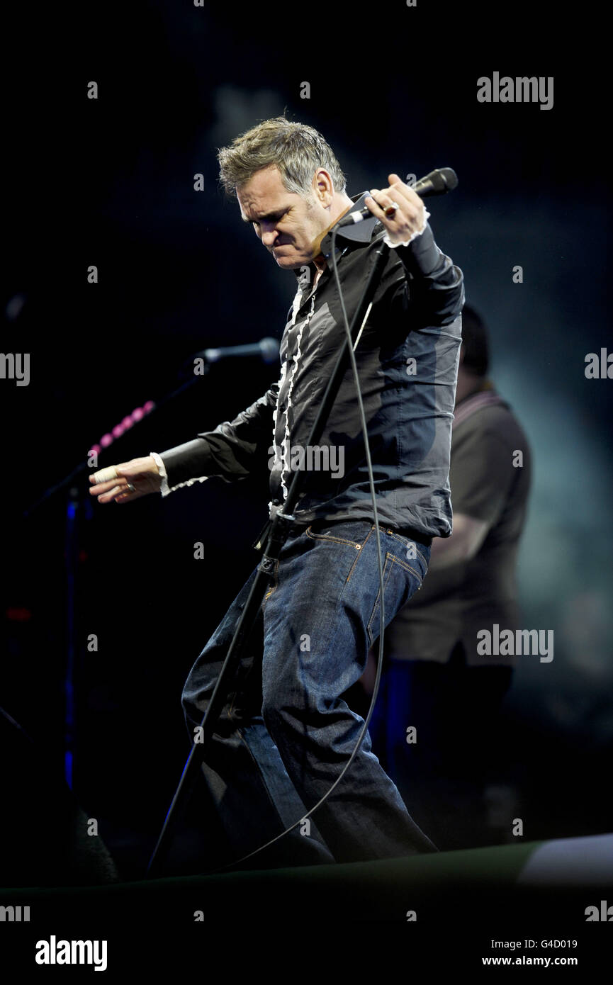 Morrissey performs on the Pyramid stage at the Glastonbury music ...