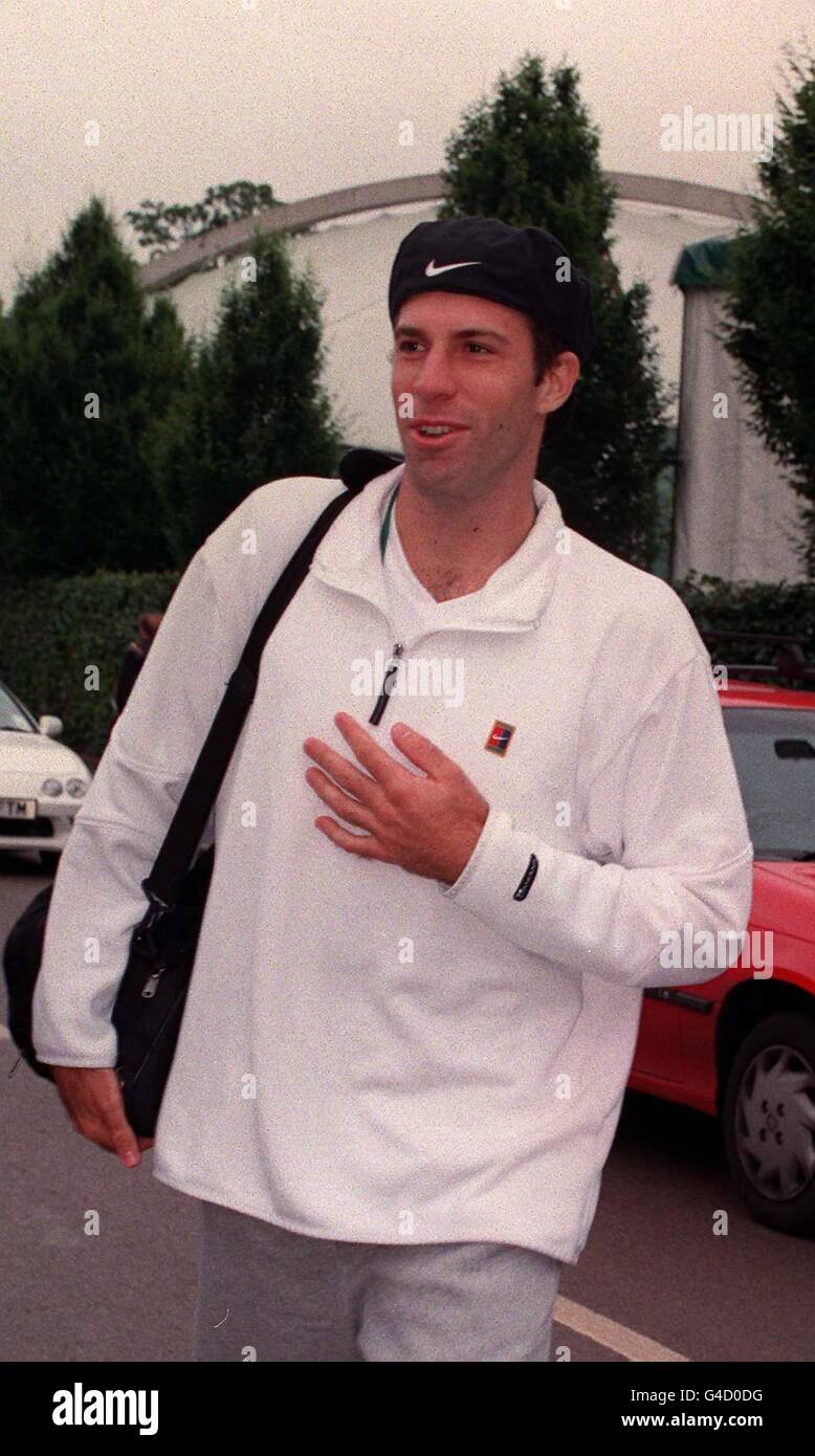 British No.1 Greg Rusedski arrives at the Wimbledon Championships this ...