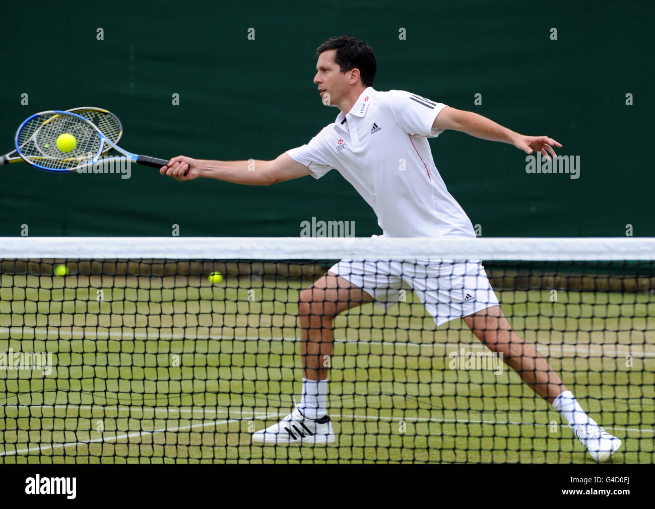 Tim Henman during a coaching clinic on Court 14 during day six of the ...