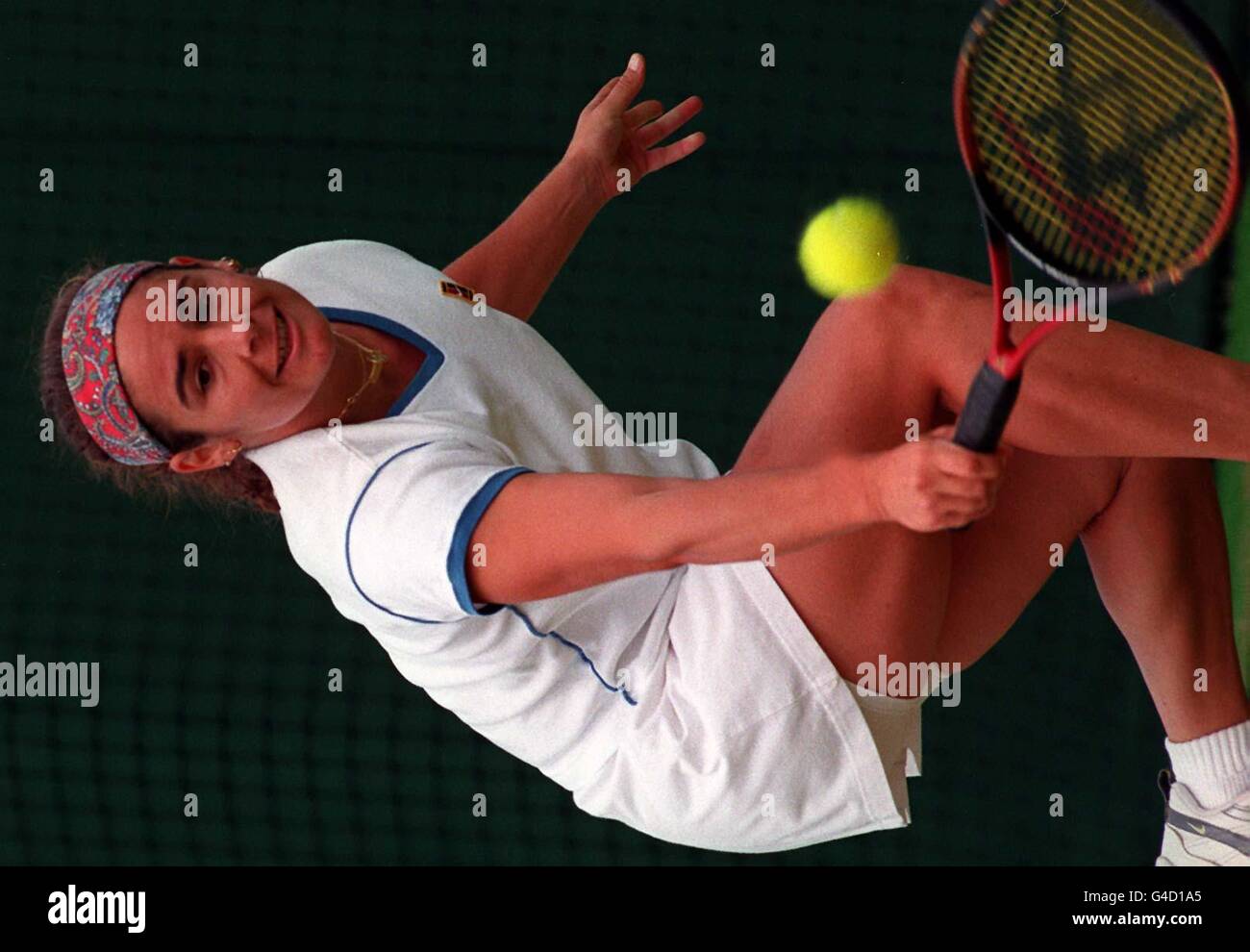 Virginia Ruano-Pascual of Spain, in action against Serena Williams of ...