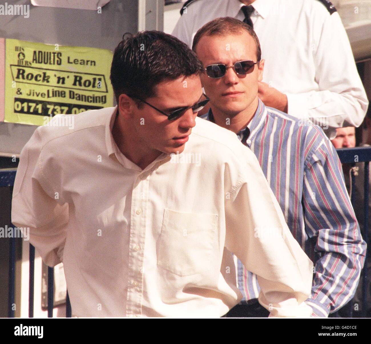 Brothers Jamie (left) and Neil Acourt, followed by other suspects ...