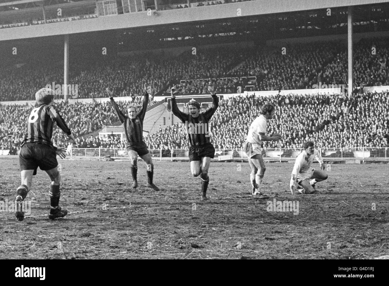 Mike Doyle celebrates scoring the equalising goal for Manchester City ...