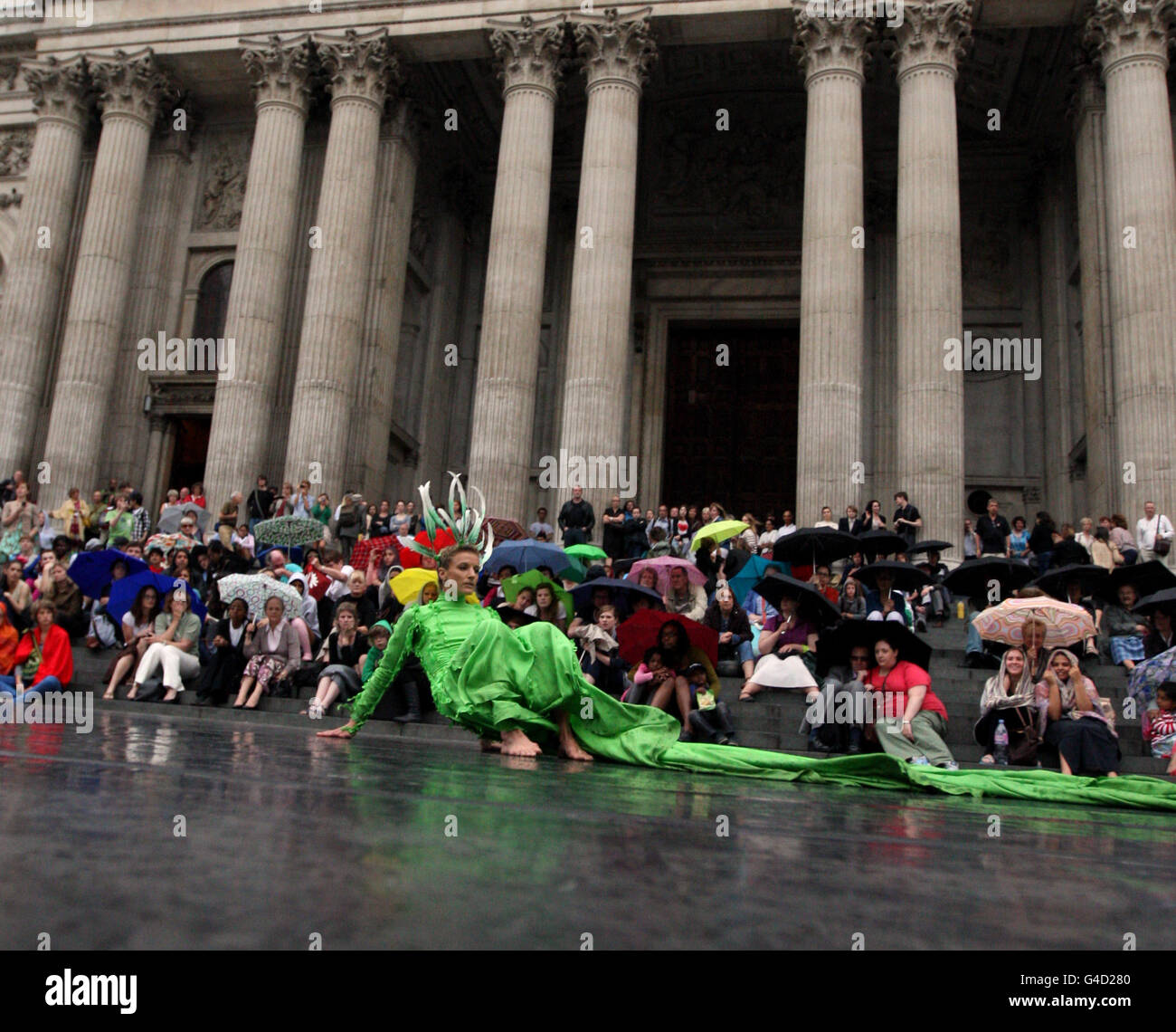 A ballet dancer from the Rambert Dance Company perform outside the ...