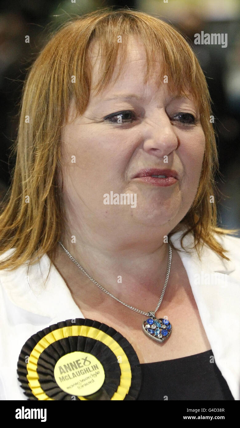 SNP candidate Anne McLaughlin arrives at the Waterfront Leisure Complex ...