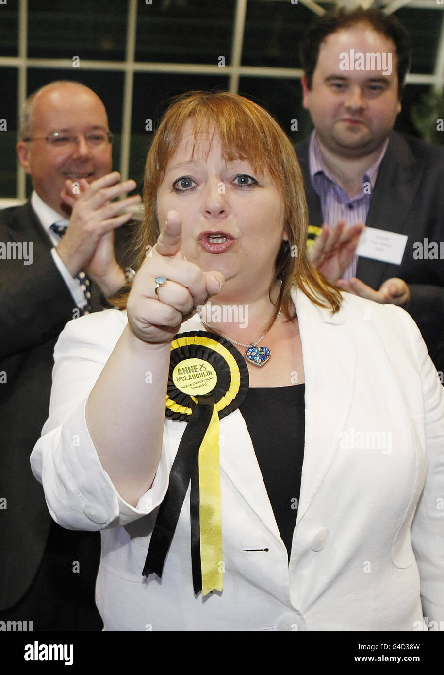 SNP candidate Anne McLaughlin arrives at the Waterfront Leisure Complex ...