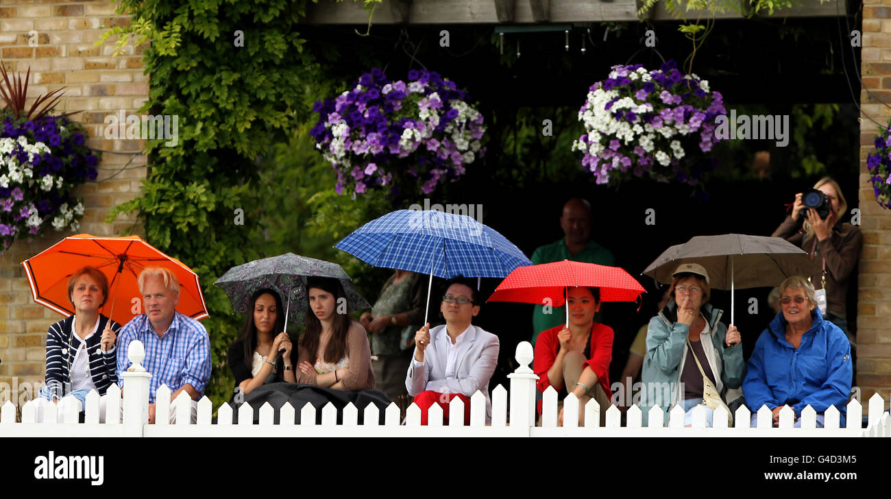 Spectators watch the action on a big screen from Murray Mount on day ...