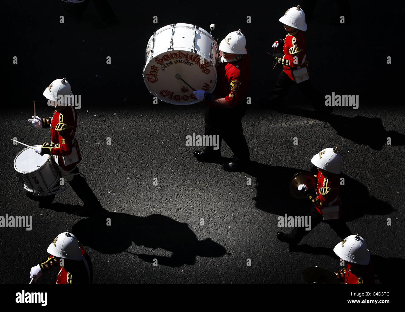 An Orange Order parade makes its way through Glasgow in Scotland Stock ...