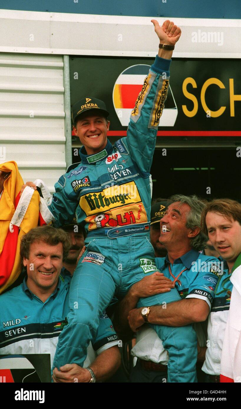 AUSTRALIAN GRAND PRIX. MICHAEL SCHUMACHER CELEBRATES WITH THE BENETTON ...