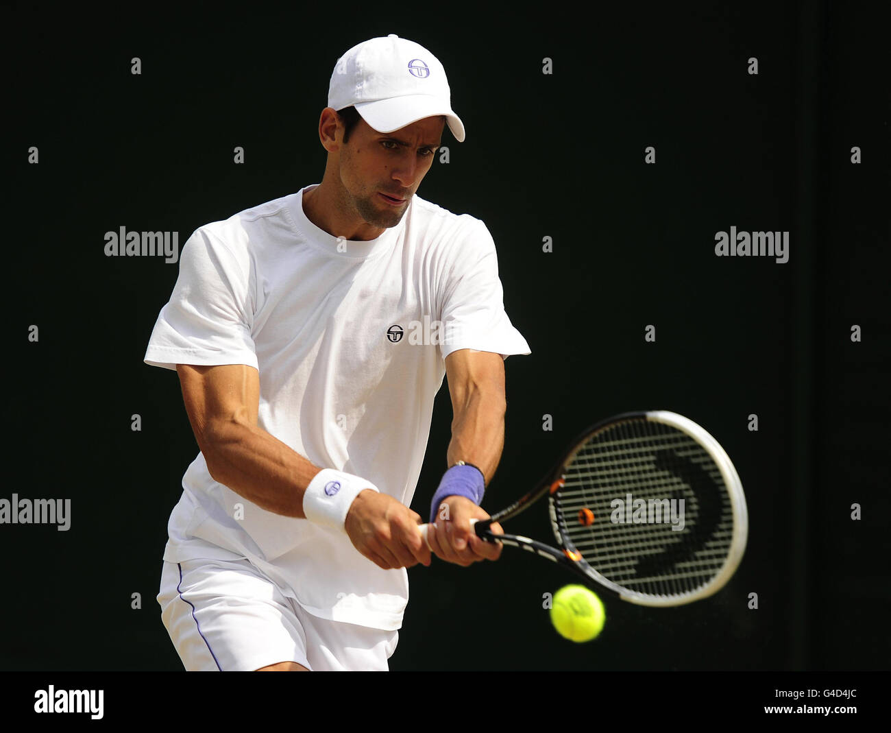 Serbia's Novak Djokovic during a practice session on court 19 during ...