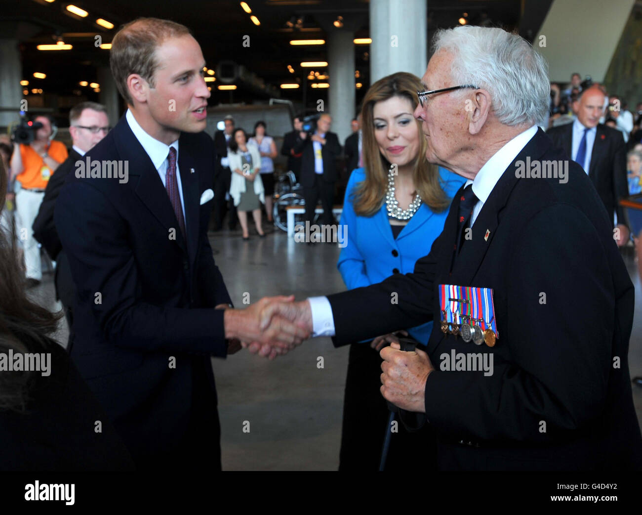The Duke of Cambridge shakes hands with Canadian Royal Navy veteran ...