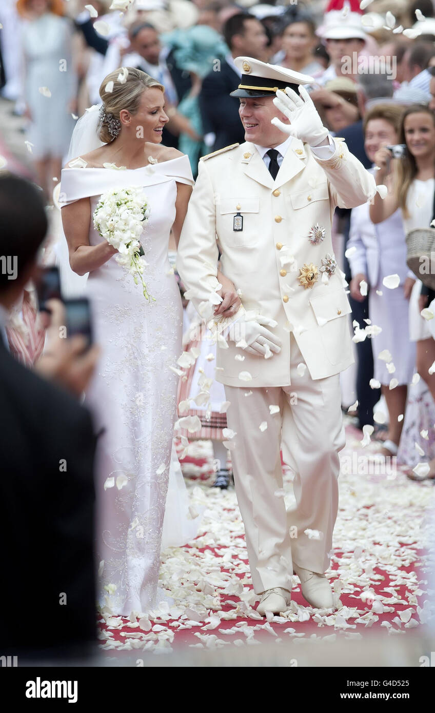 Charlene Wittstock and Prince Albert II of Monaco at the Place du ...