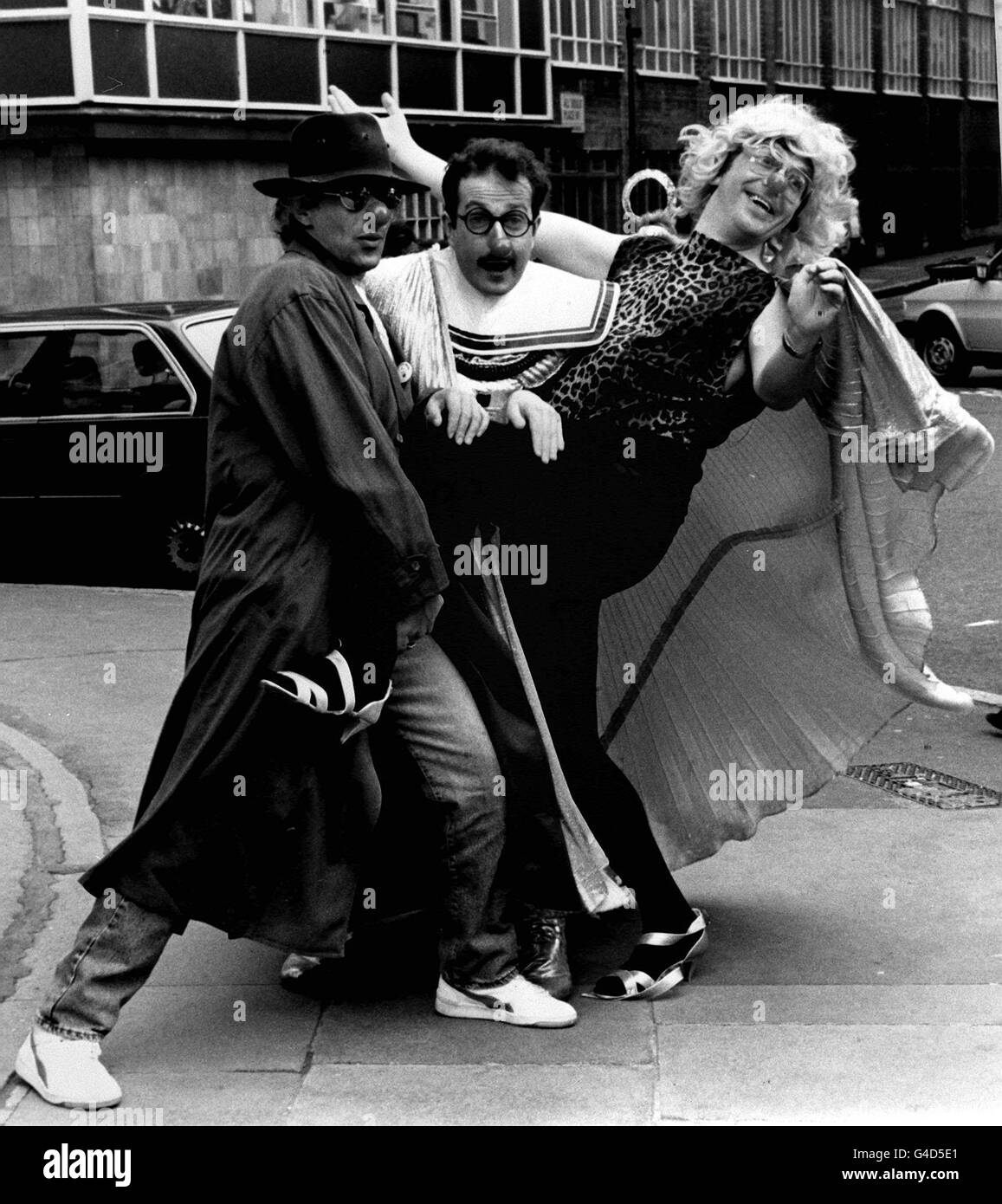 Steve wright and simon bates outside the bbc broadcasting house hi-res ...