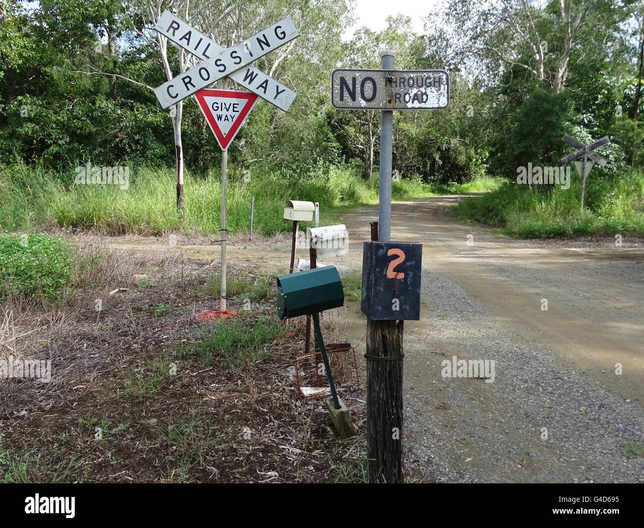 Country Road crossing a sugar cane railway Stock Photo - Alamy