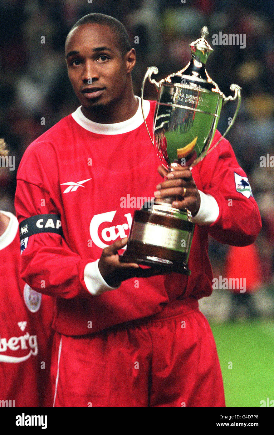 Liverpool Capt Paul Ince collects the Pirelli Trophy after beating ...