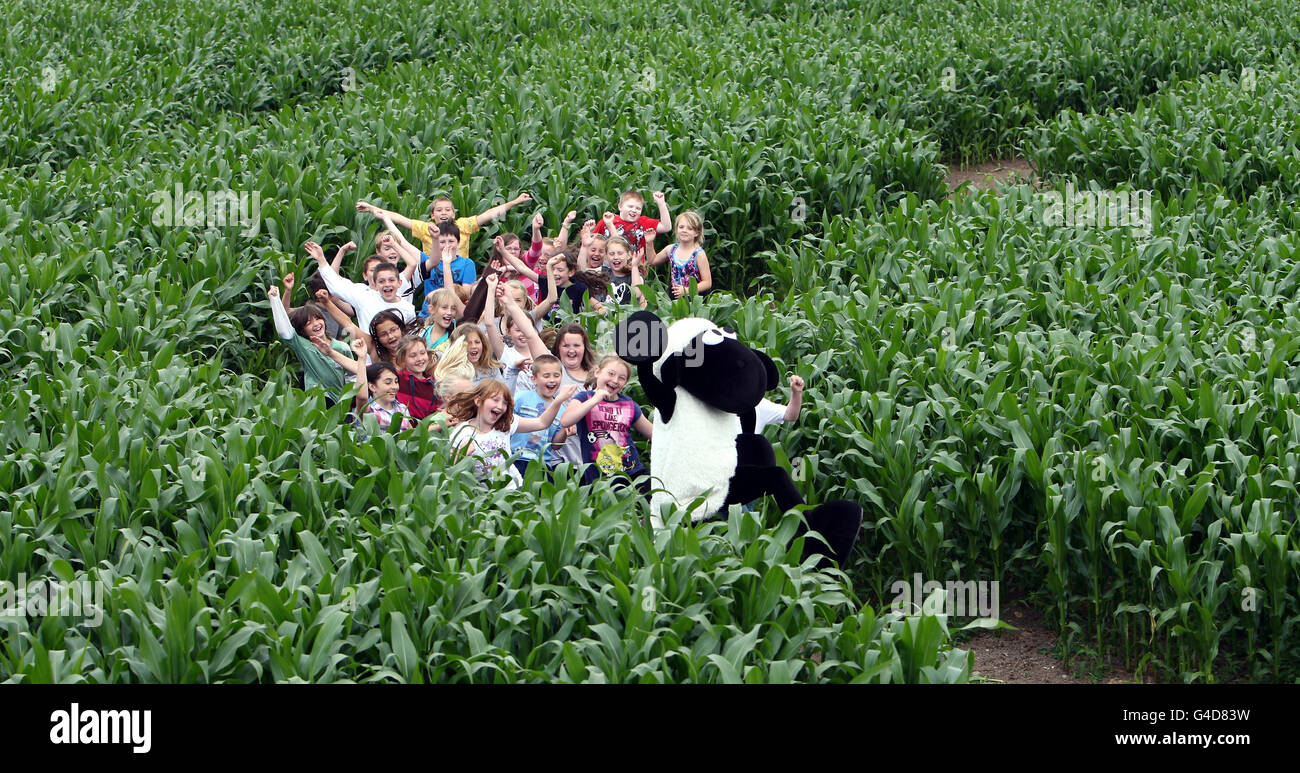 Children from Rangemore Primary school dance with Shaun the Sheep of in ...