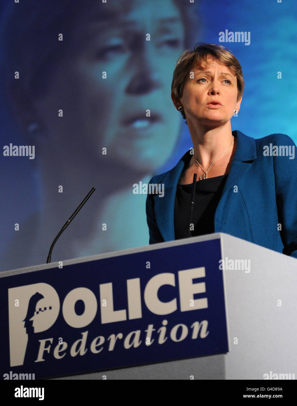 Shadow home secretary Yvette Cooper addresses the Police Federation ...
