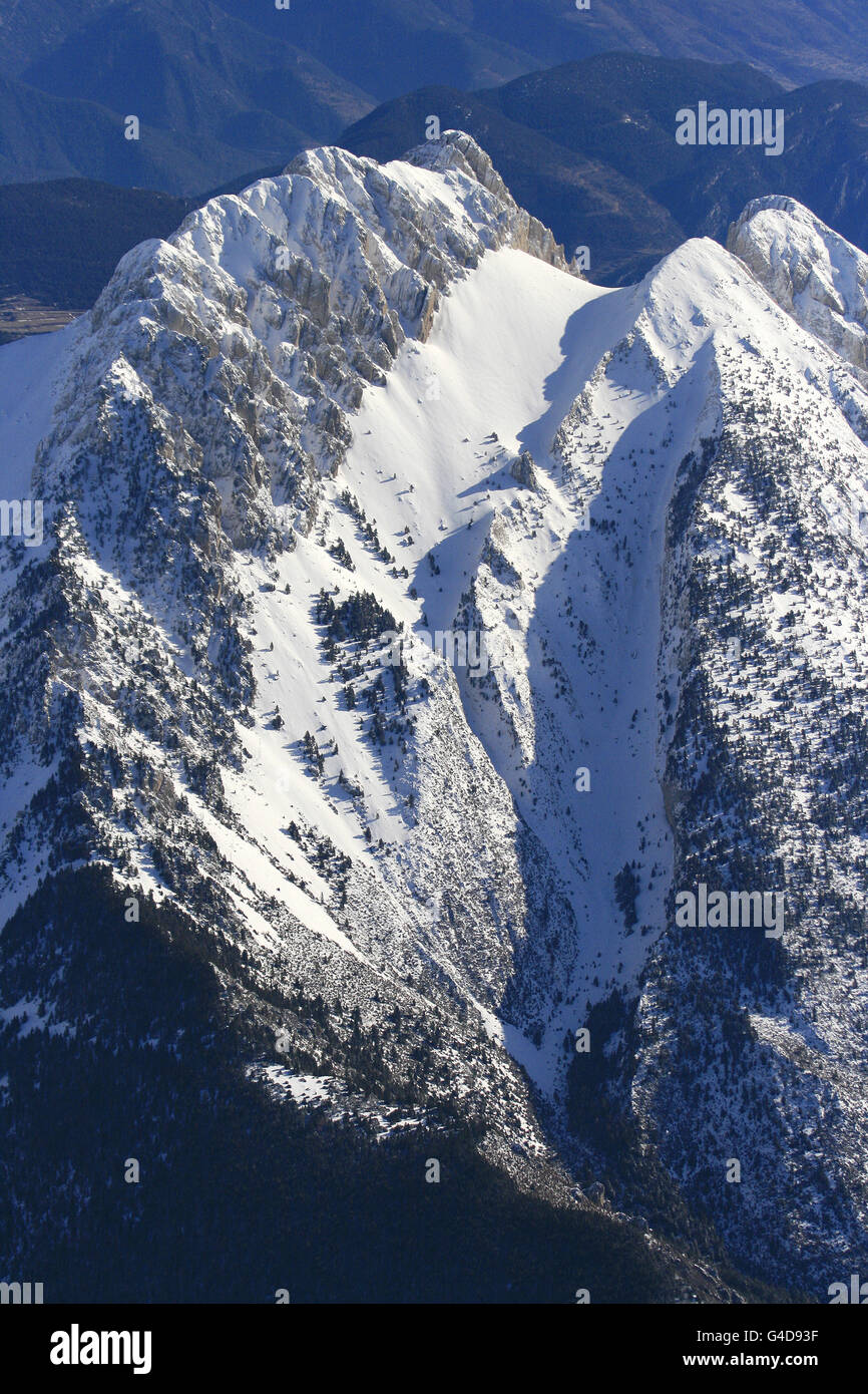 Pedraforca mountain, aerial view. Cadi range. Pyrenees. Barcelona ...