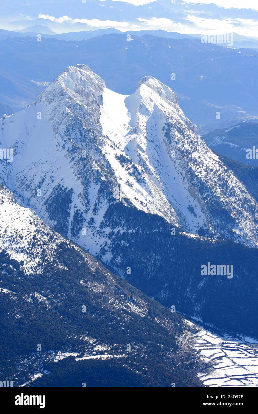 Pedraforca mountain, aerial view. Cadi range. Pyrenees. Barcelona ...