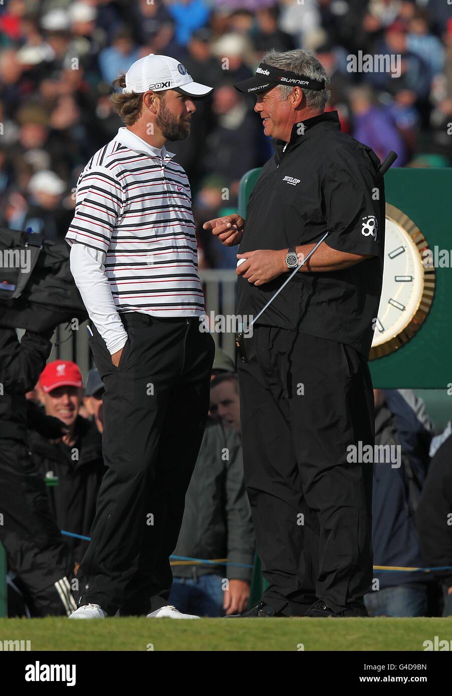 Northern Ireland's Darren Clarke and USA's Lucas Glover (left) in ...