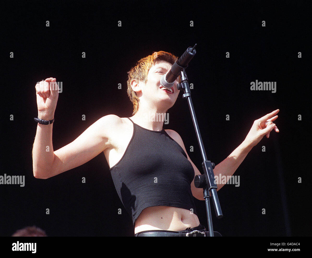 On stage at the v98 virgin rock festival in chelmsford hi-res stock ...