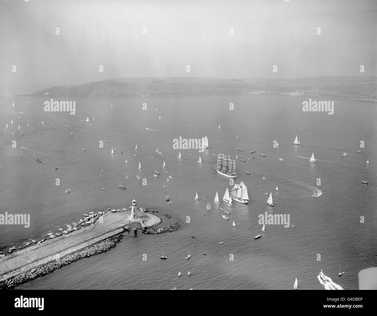 An aerial photograph of vessels in the 1964 International Sail Training ...