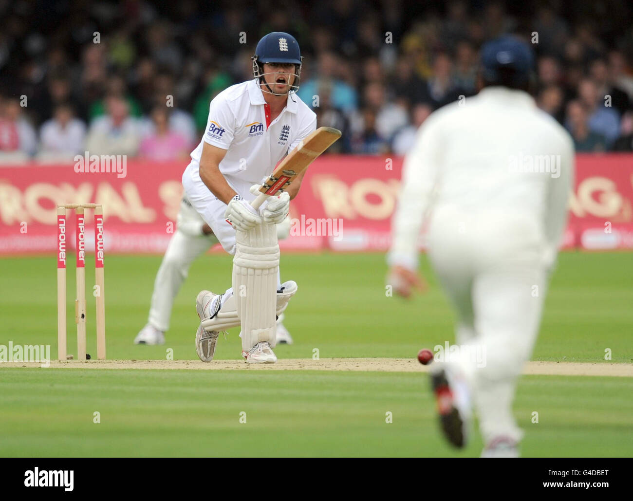 England's Alastair Cook bats during the First npower Test at Lord's ...