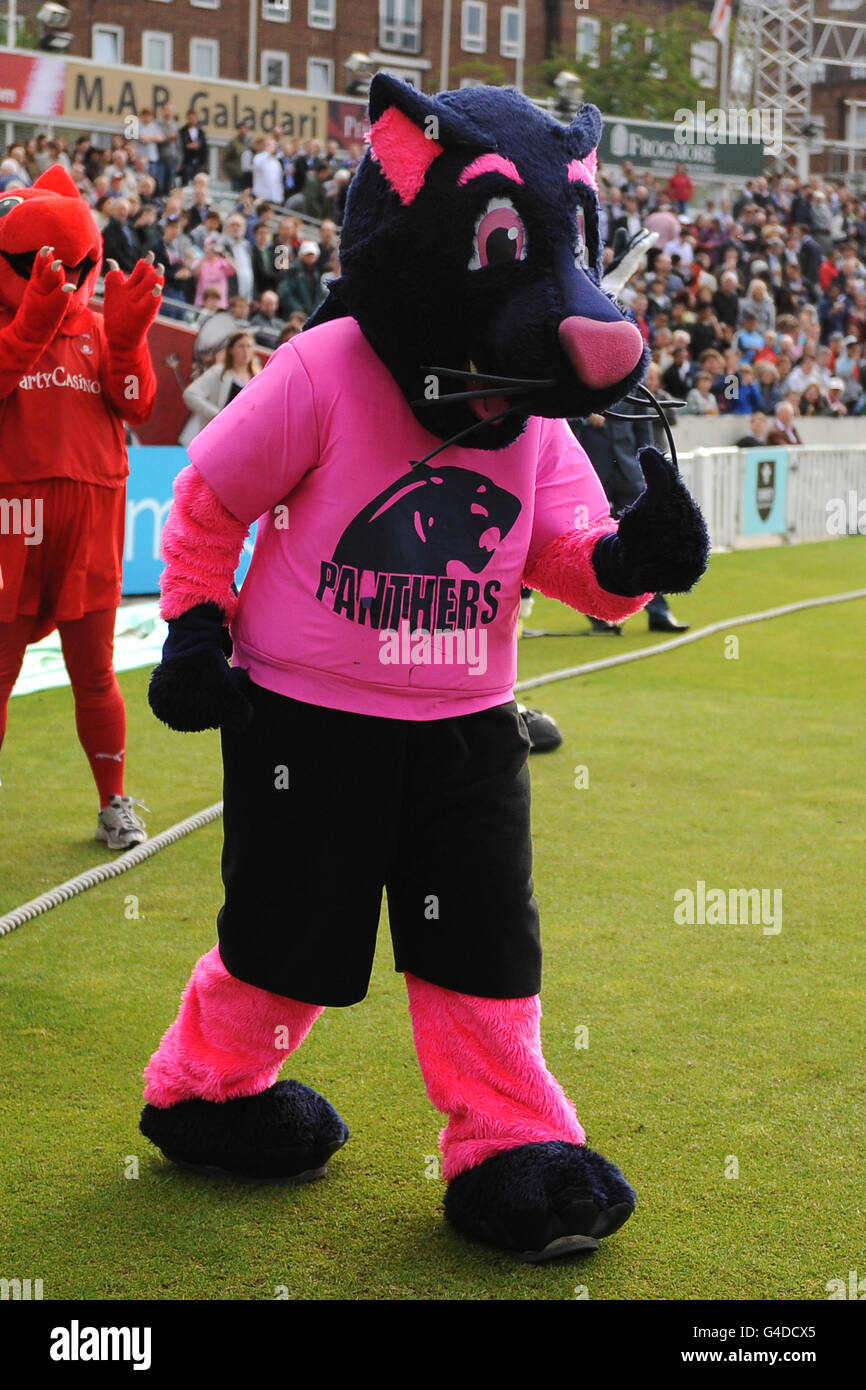 Middlesex Panthers mascot 'Pinky' the Panther is introduced to the ...