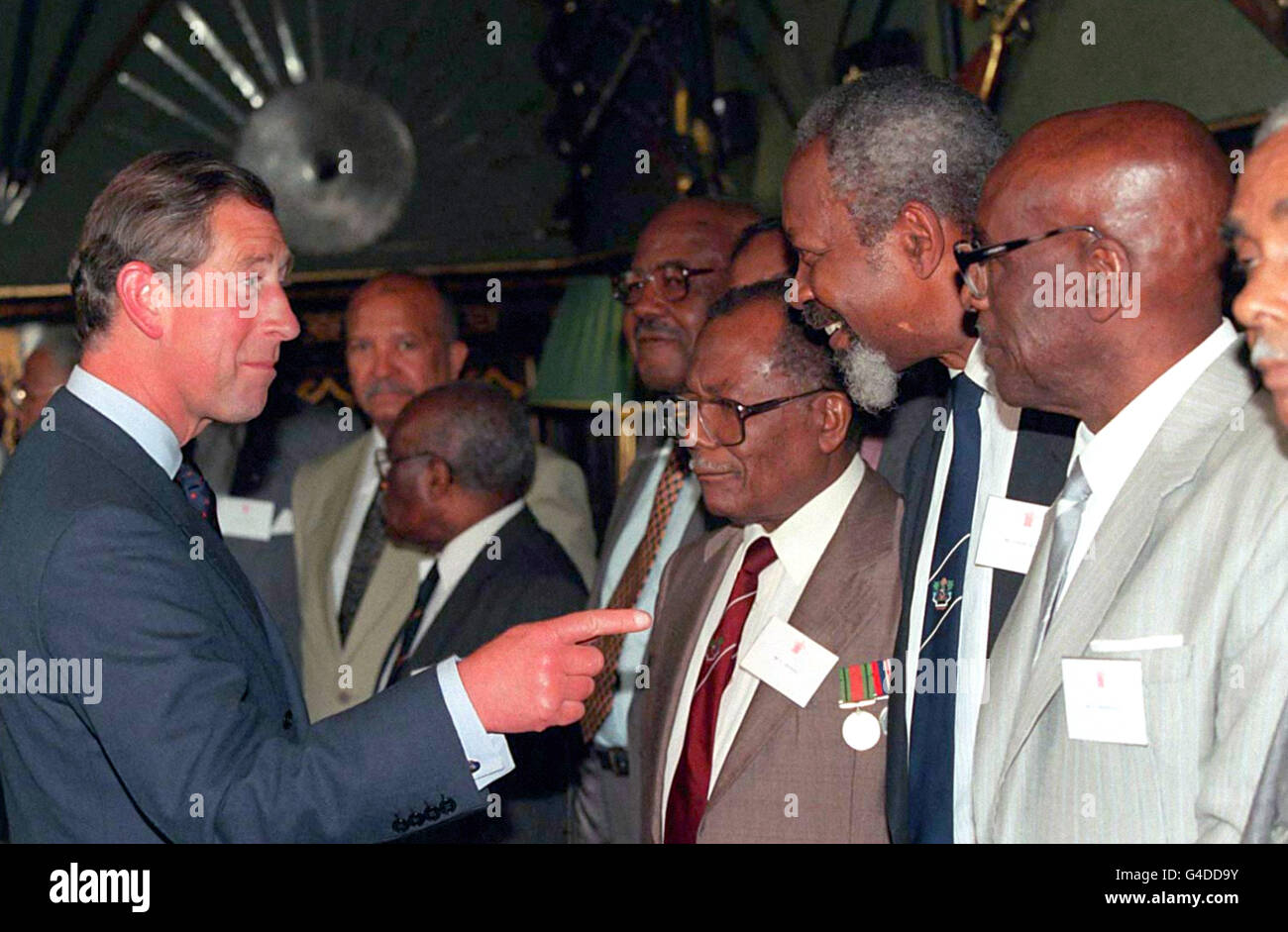 The Prince of Wales talks to Windrush veteran Albert Alphonse (beard ...