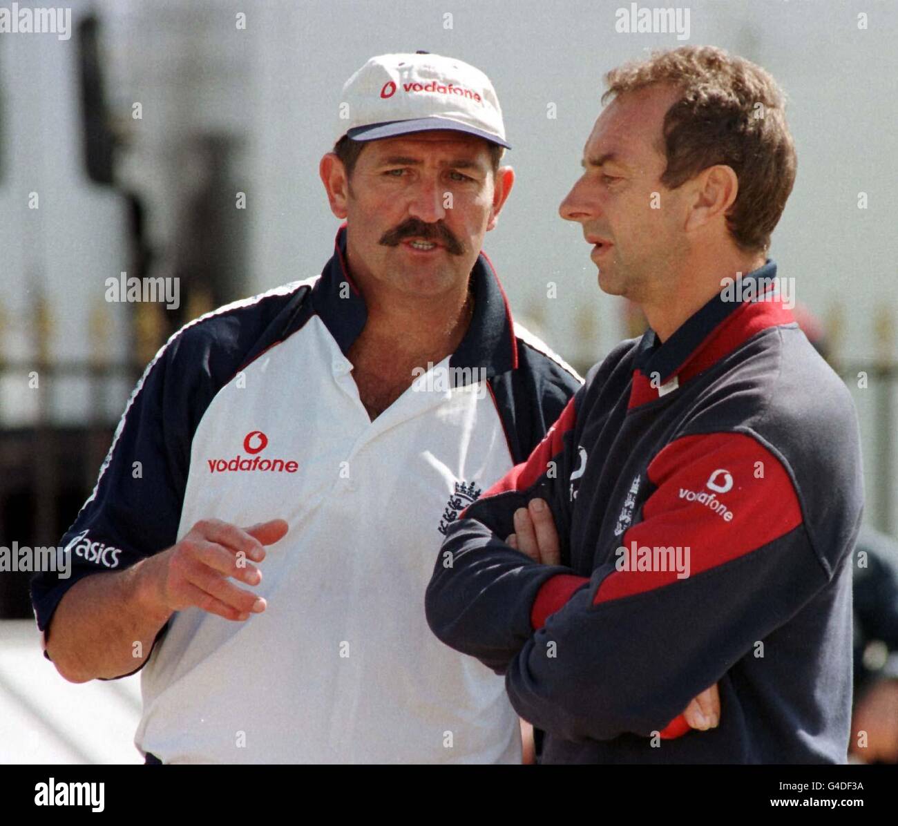 England cricket manager David Lloyd (right) discusses tactics with ...
