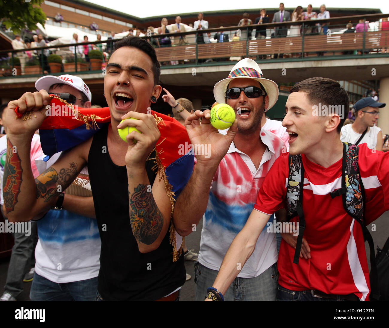 Serbian fans celebrates outside Centre Court after Novak Djokovic ...