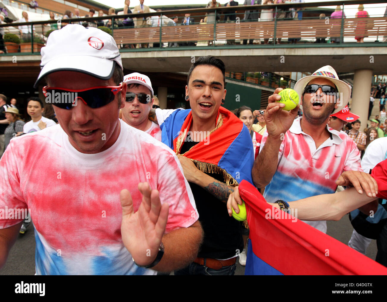 Serbian fans celebrates outside Centre Court after Novak Djokovic ...