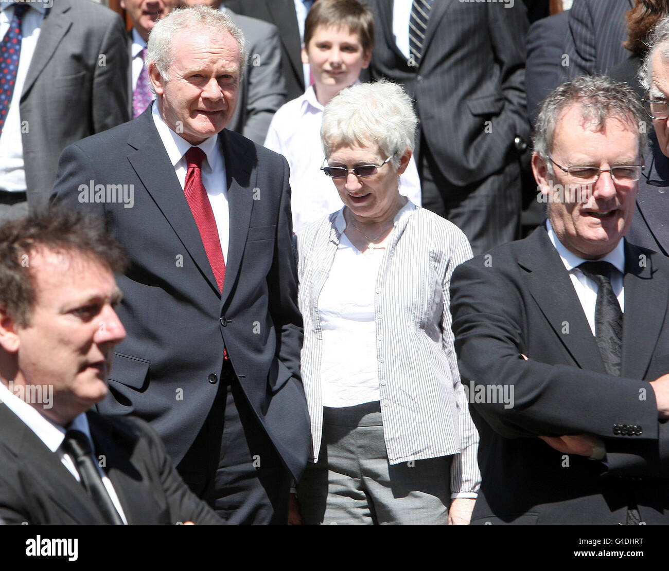 Deputy First Minister Martin McGuinness MP MLA (left) at the funeral ...