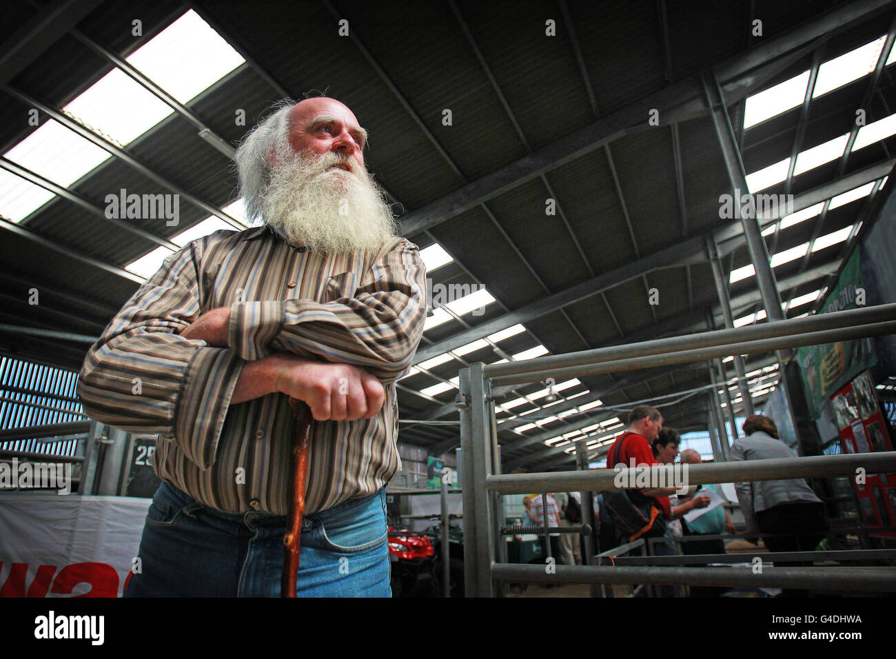 Tom Crowe, specialist shepherds crook crafter, looks over the stands at ...