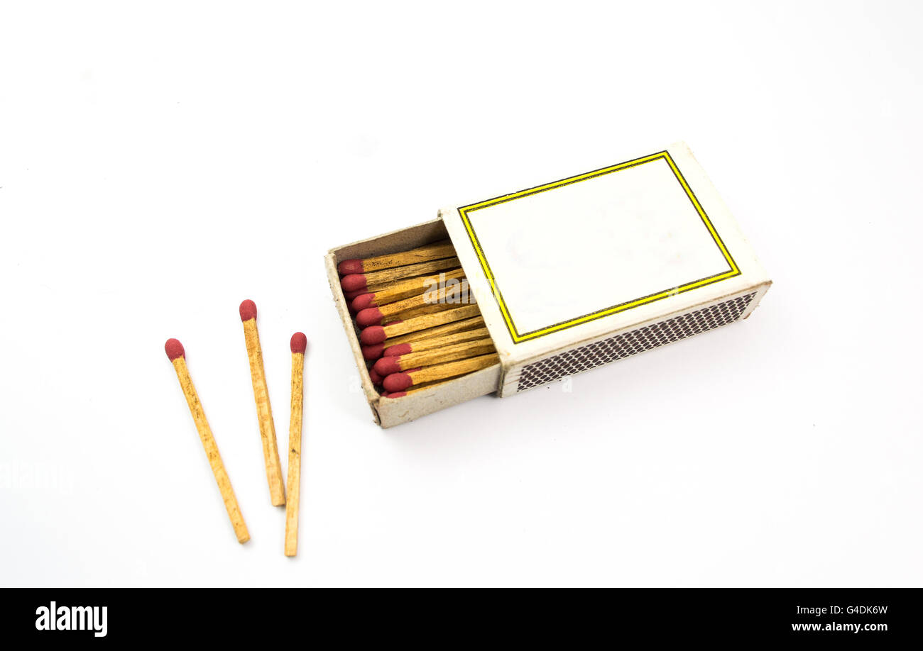 Box of matches isolated on white background Stock Photo - Alamy