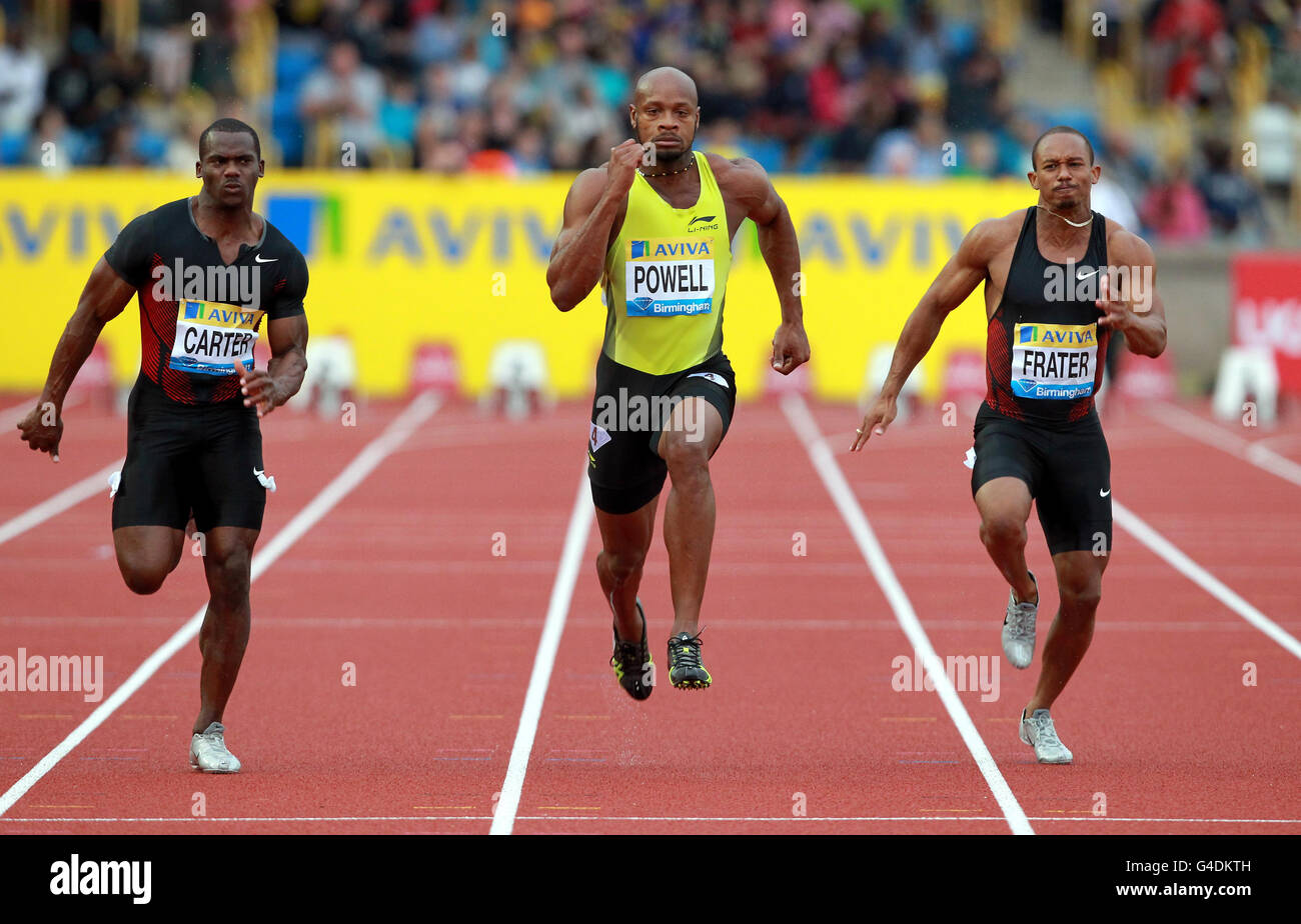Jamaica's Asafa Powell wins the men's 100mtrs from countrymen Nesta ...