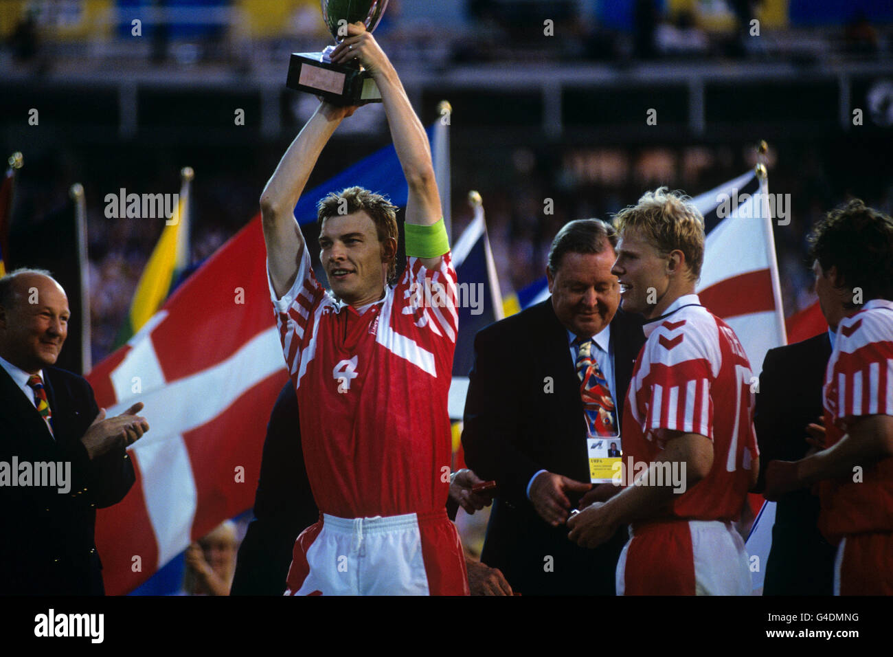 Lars olsen denmark with the cup denmark v germany hi-res stock ...