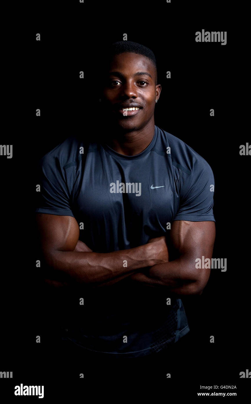 Harry Aikines-Aryeetey during the photocall at the Lee Valley Athletics ...