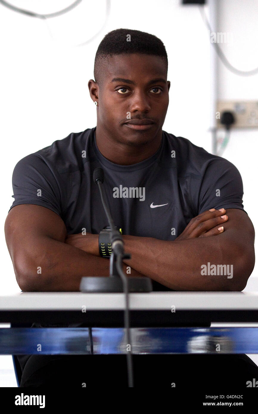 Harry Aikines-Aryeetey during the press conference at the Lee Valley ...
