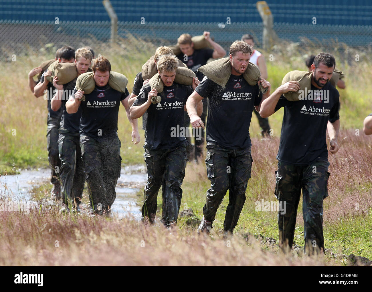 Edinburgh Rugby train with 45 Squadron during a photo session at the ...