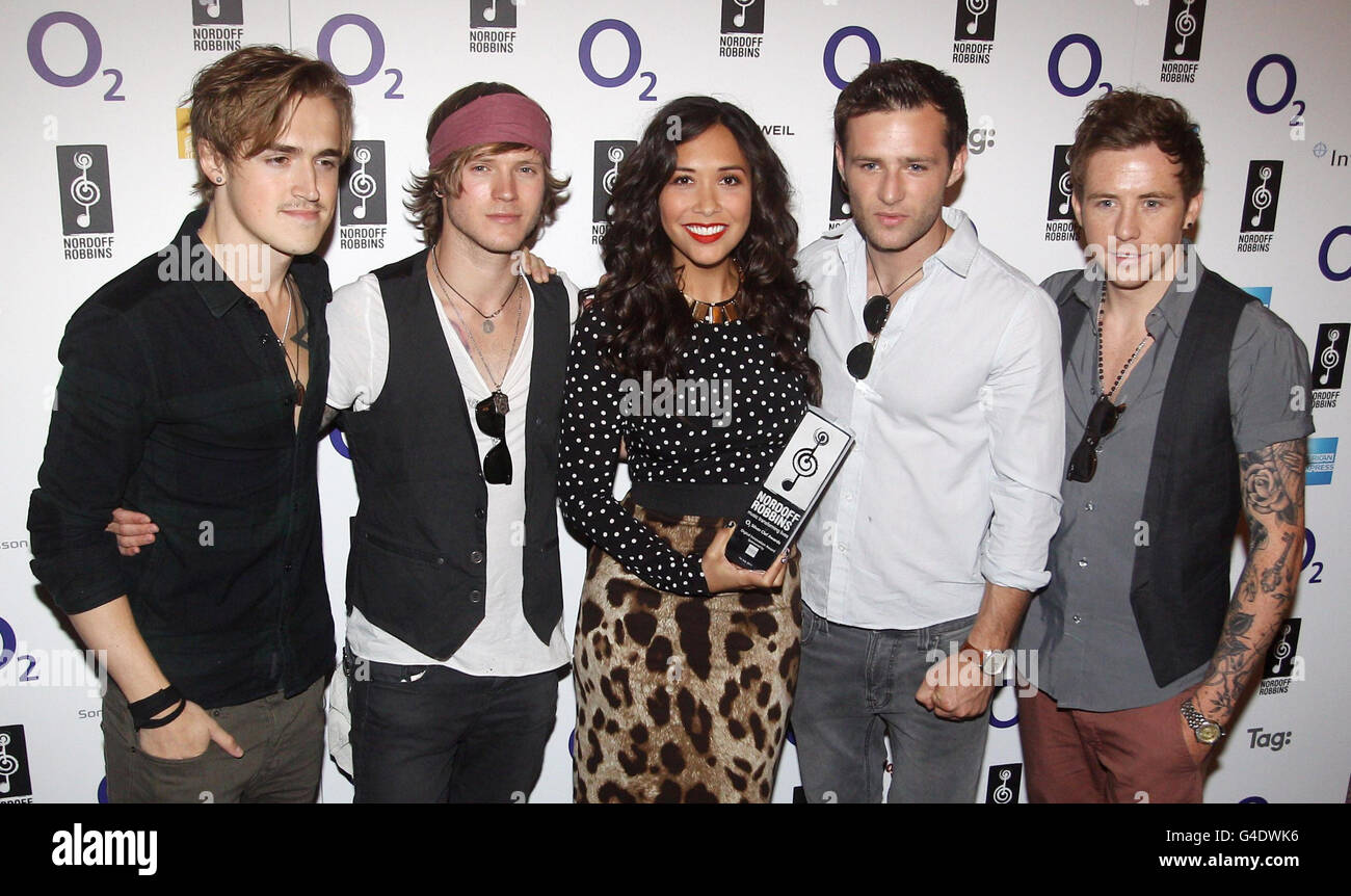 (From the left) Tom, Dougie, Harry and Danny from McFly hold their ...