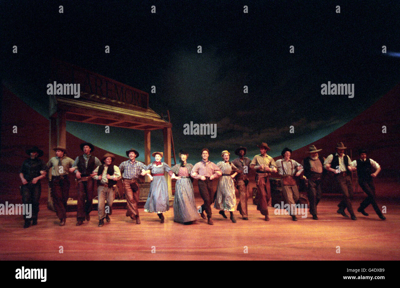 OKLAHOMA CAST AT REHERSAL Stock Photo - Alamy