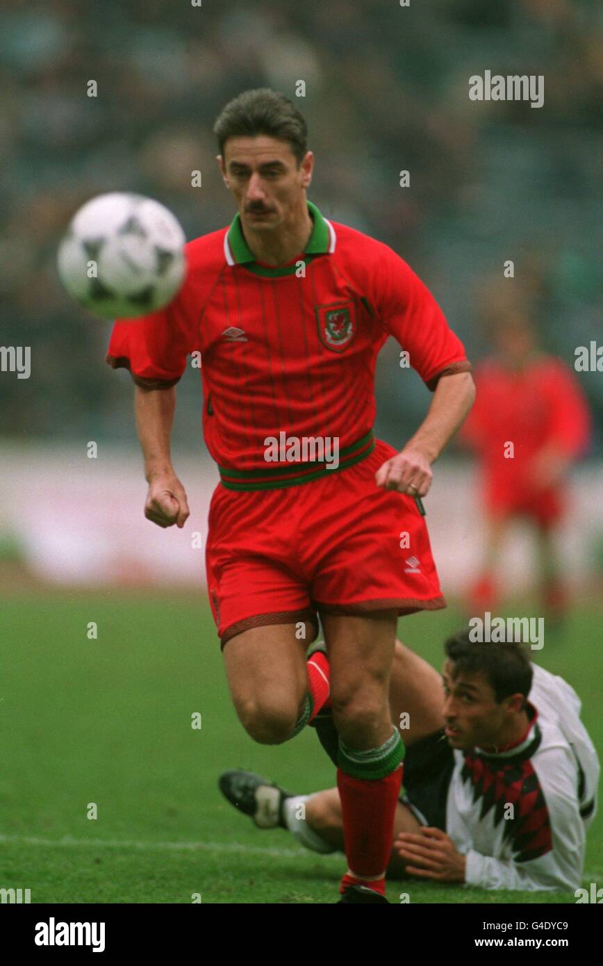Wales ian rush gets away from the georgian defence hi-res stock ...