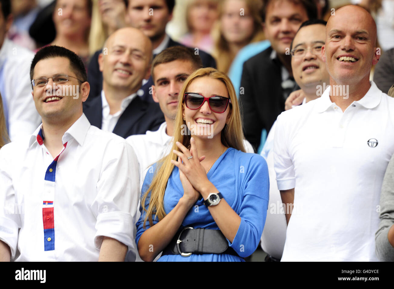 Jelena Ristic (centre), girlfriend of Serbia's Novak Djokovic ...