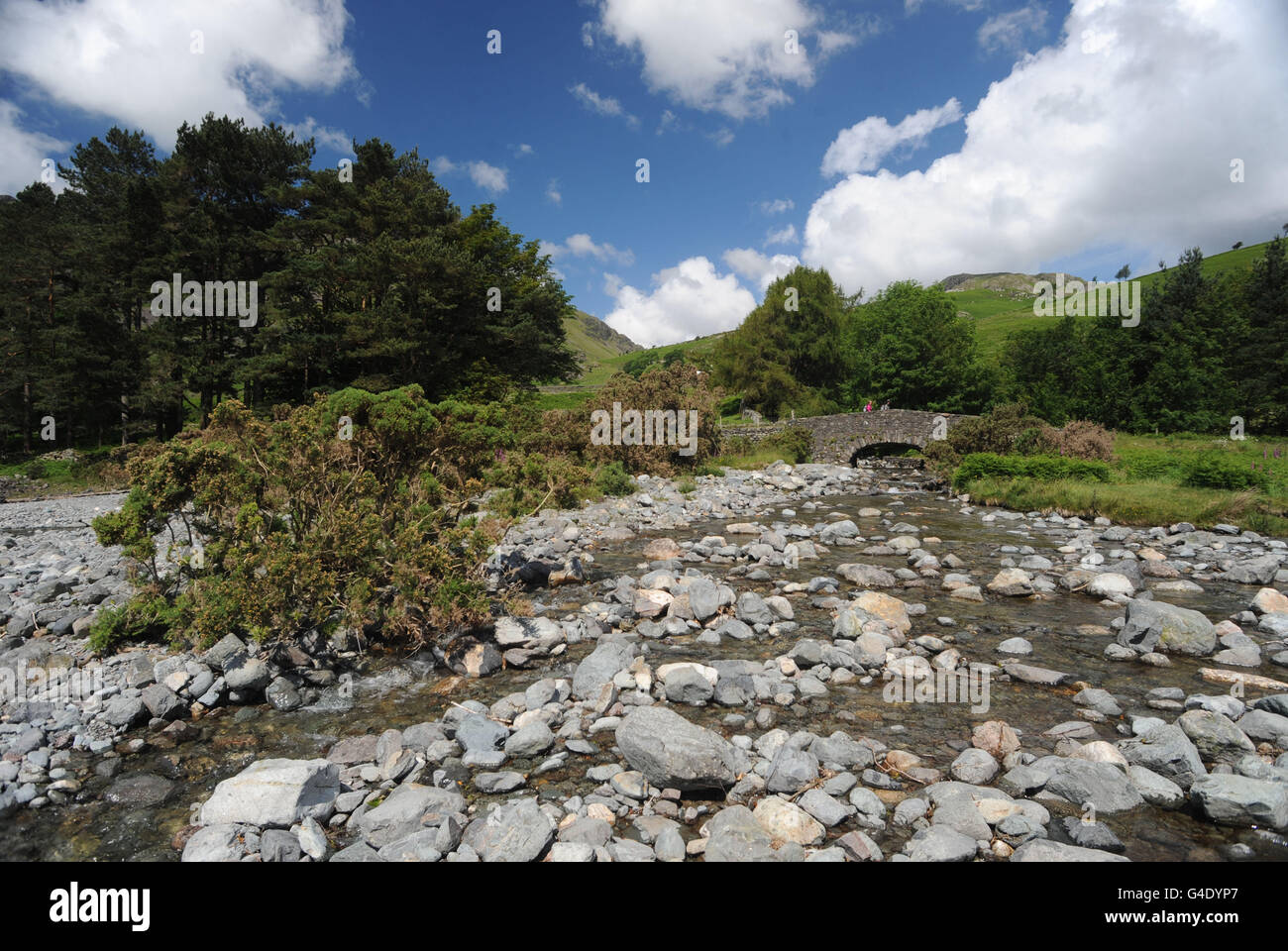 A general view showing a stream near Wast Water in the Lake District ...