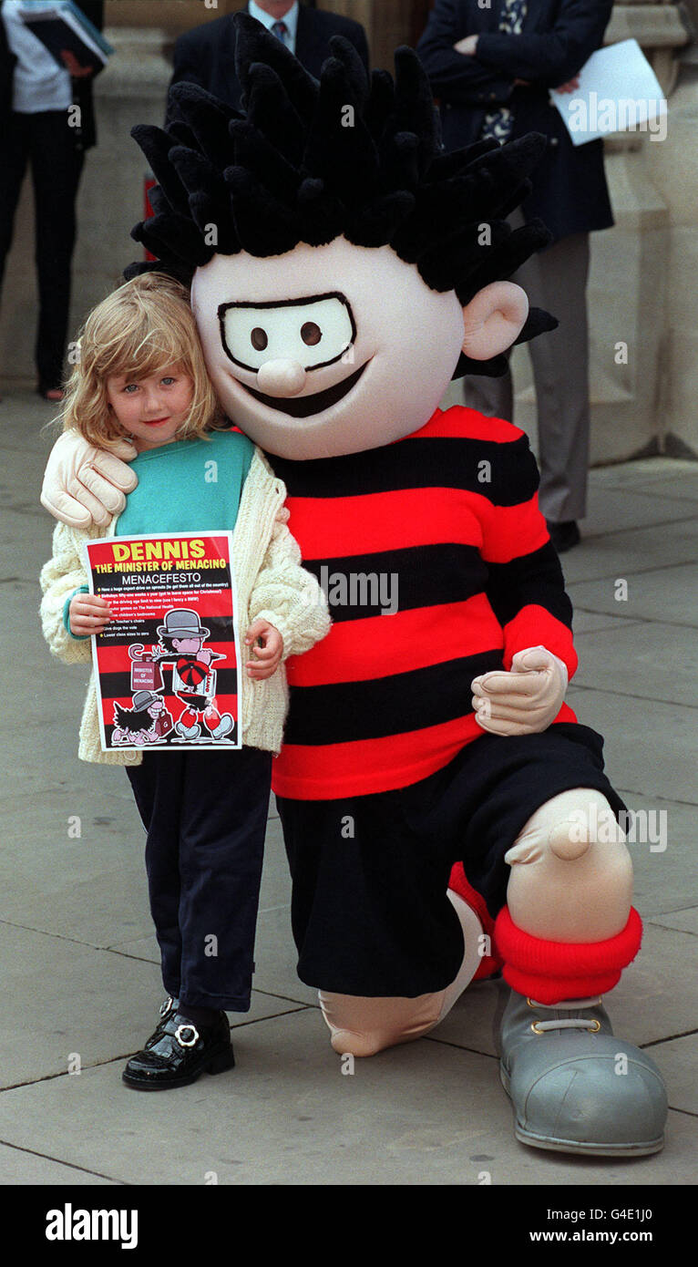 The Beano's Dennis The Menace gives a copy of his new "Menacefesto" to ...