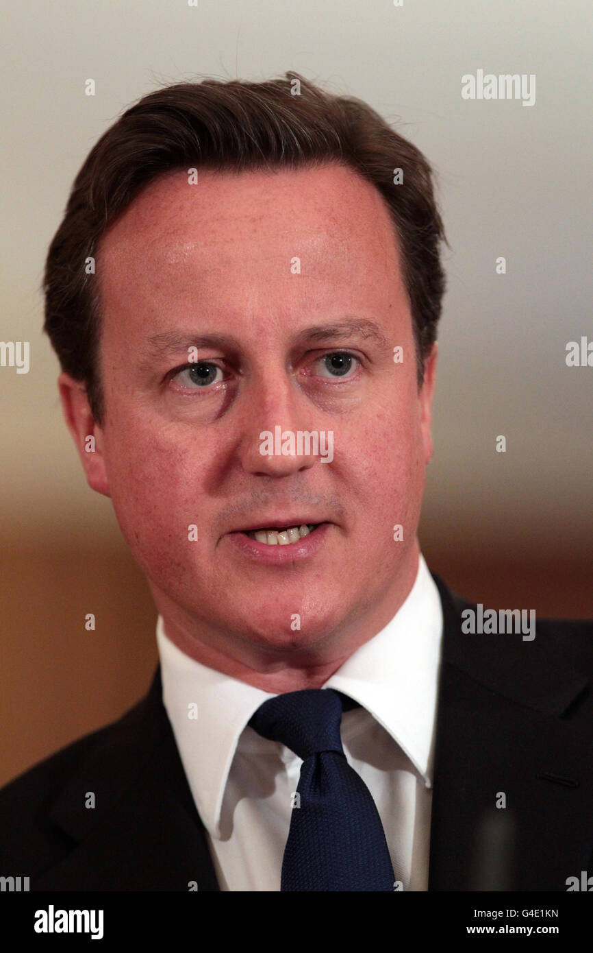 Prime Minister David Cameron holds a press conference at Downing Street ...